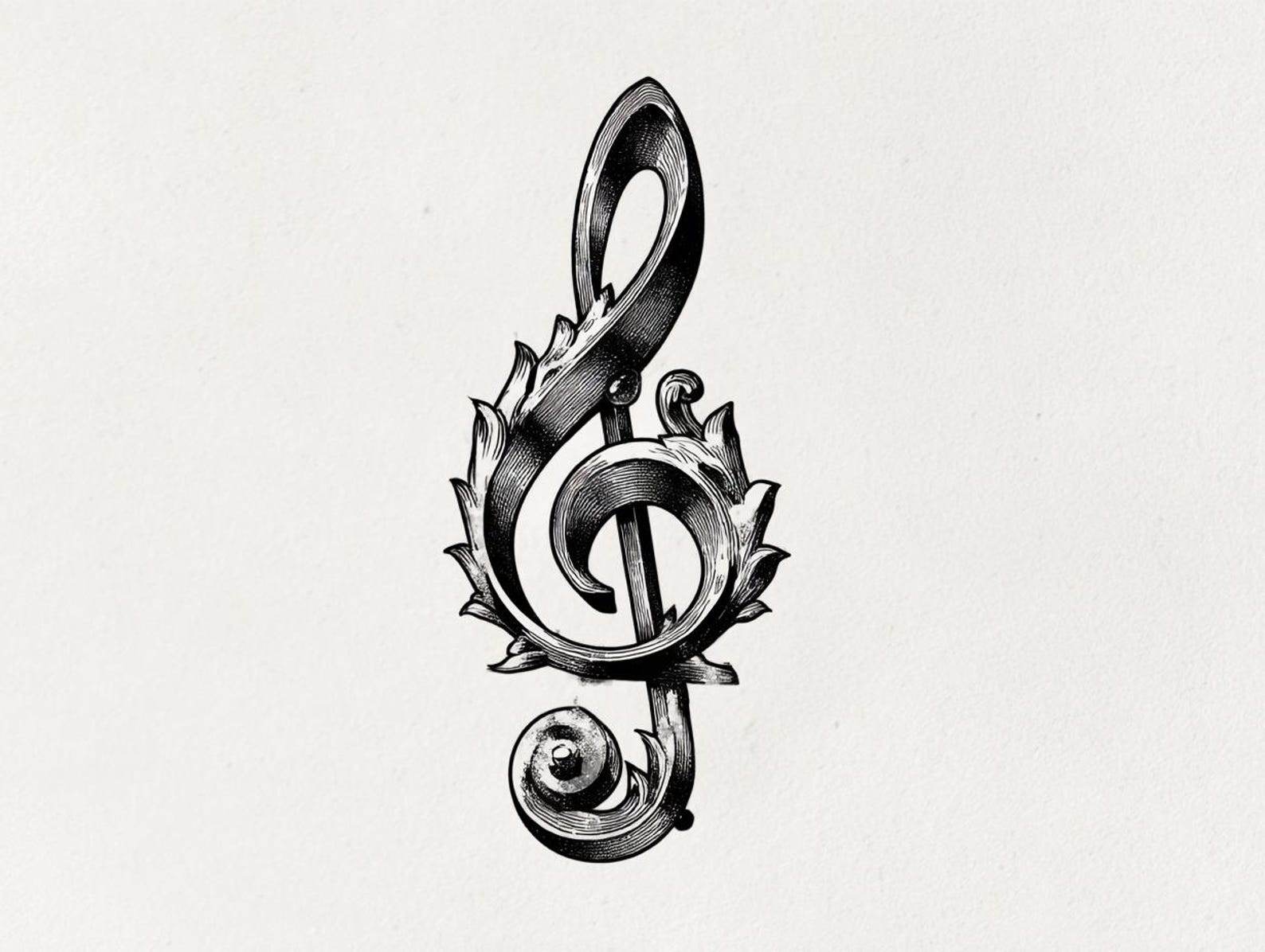 168 Treble Clef Tattoo Design Bundle | Procreate Ready Tattoo Flash ...