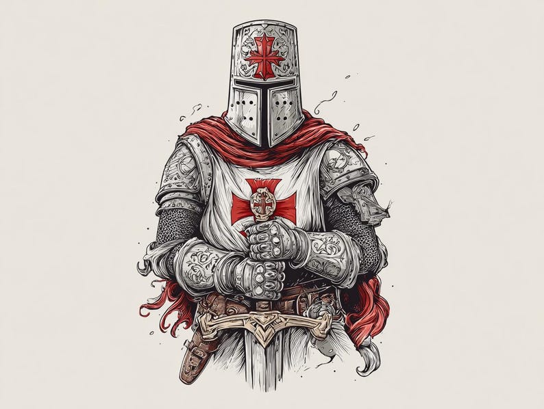 100 Templar Knight Tattoo Designs: Procreate Stencils (digital Download ...