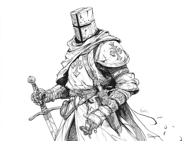 100 Templar Knight Tattoo Designs: Procreate Stencils (digital Download ...