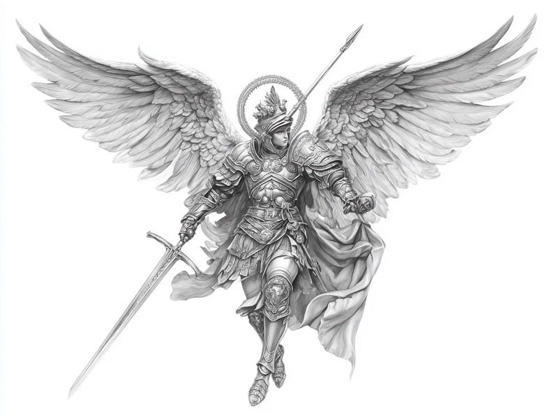 Angel Tattoo Designs: 188 Guardian & Cherub Line Art (PNG/SVG/PDF ...