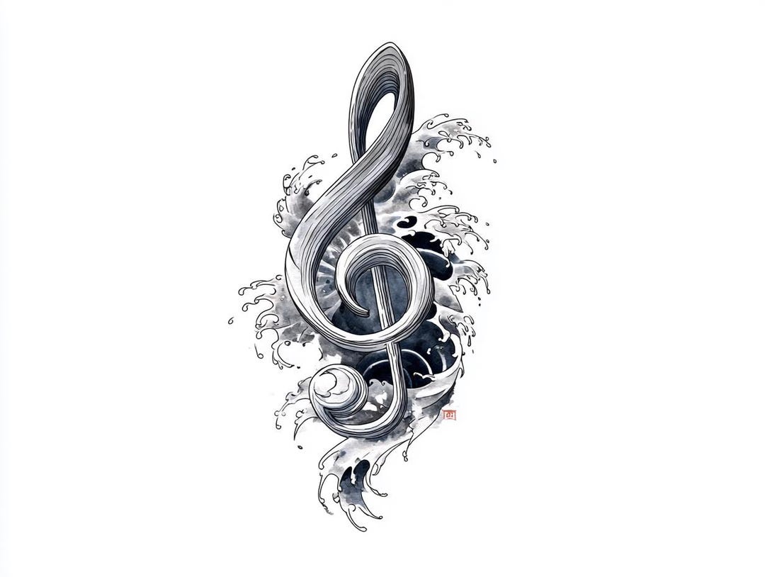 50 Treble Clef Tattoo Design Bundle | Procreate Ready Tattoo Flash Pack ...