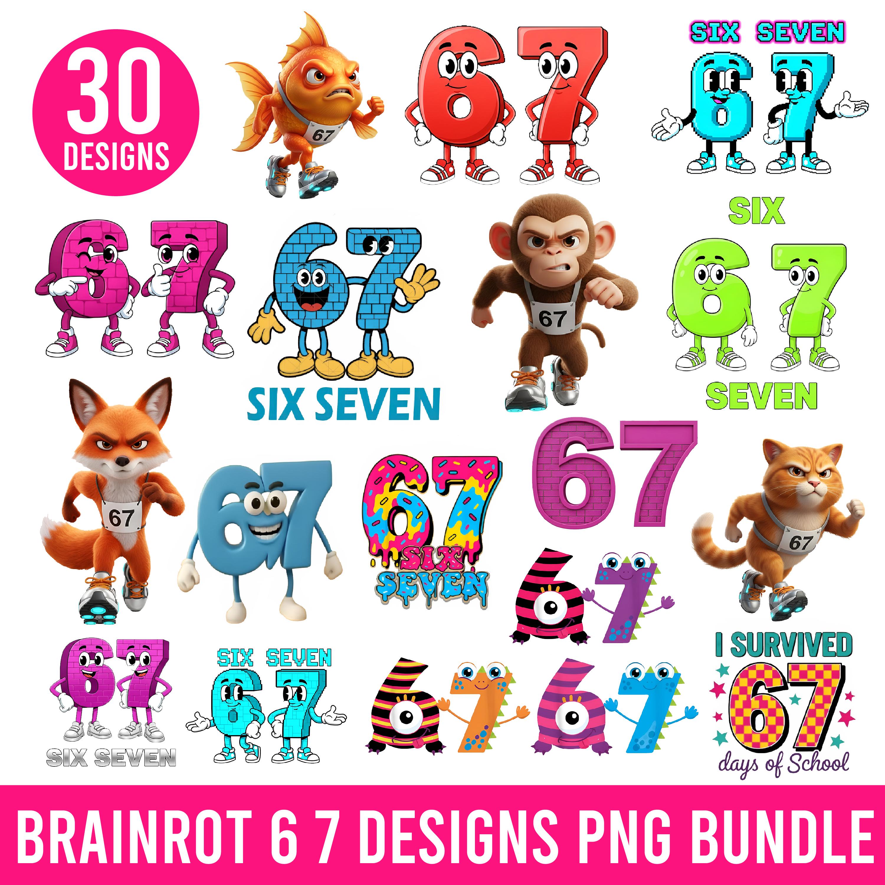 Brainrot 6 7 Meme PNG Bundle, Six Seven Italian Brainrot Kids Gaming ...