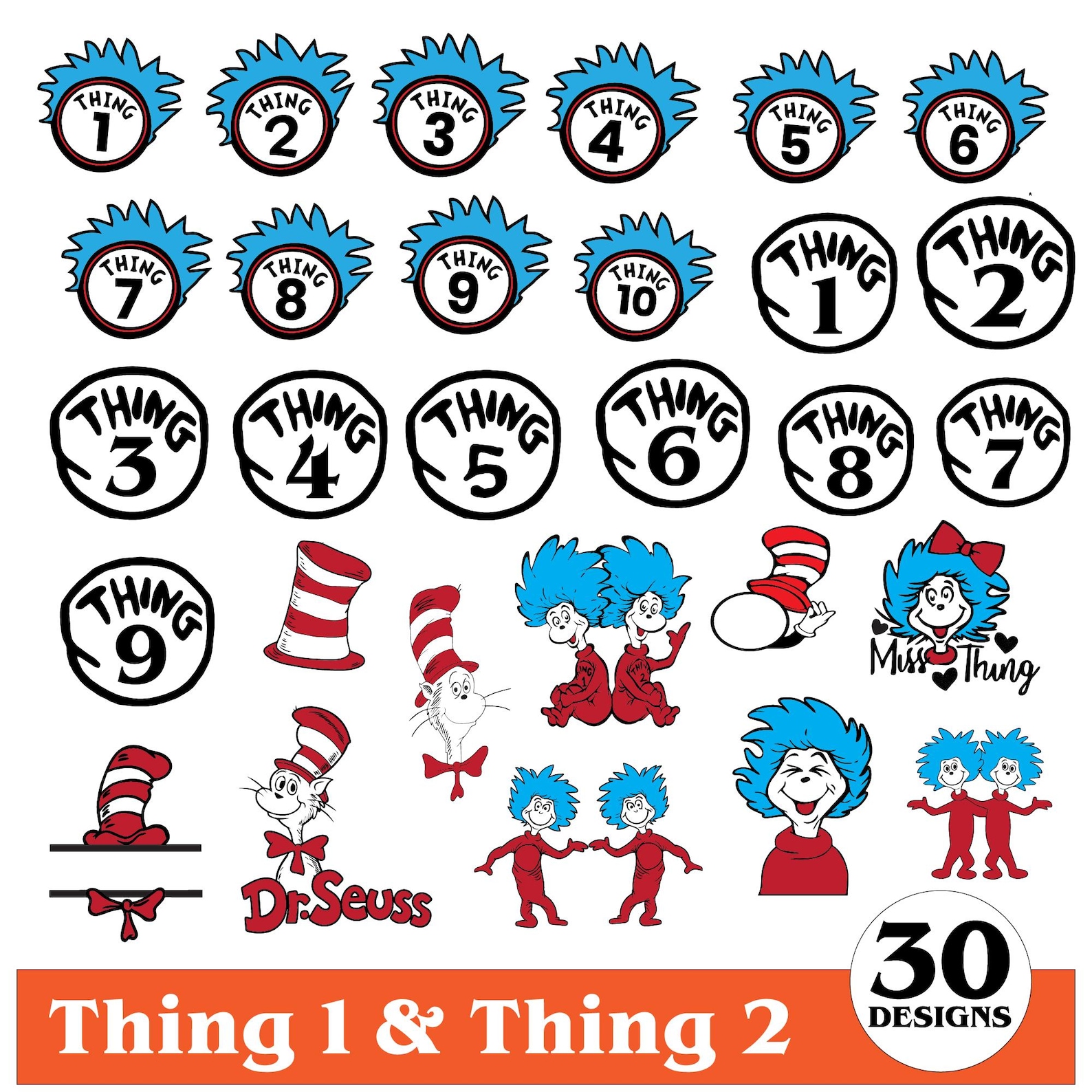 Thing 1 Thing 2 SVG, Thing 1 Thing 2 PNG, Thing 1 Thing 2 Cut File ...