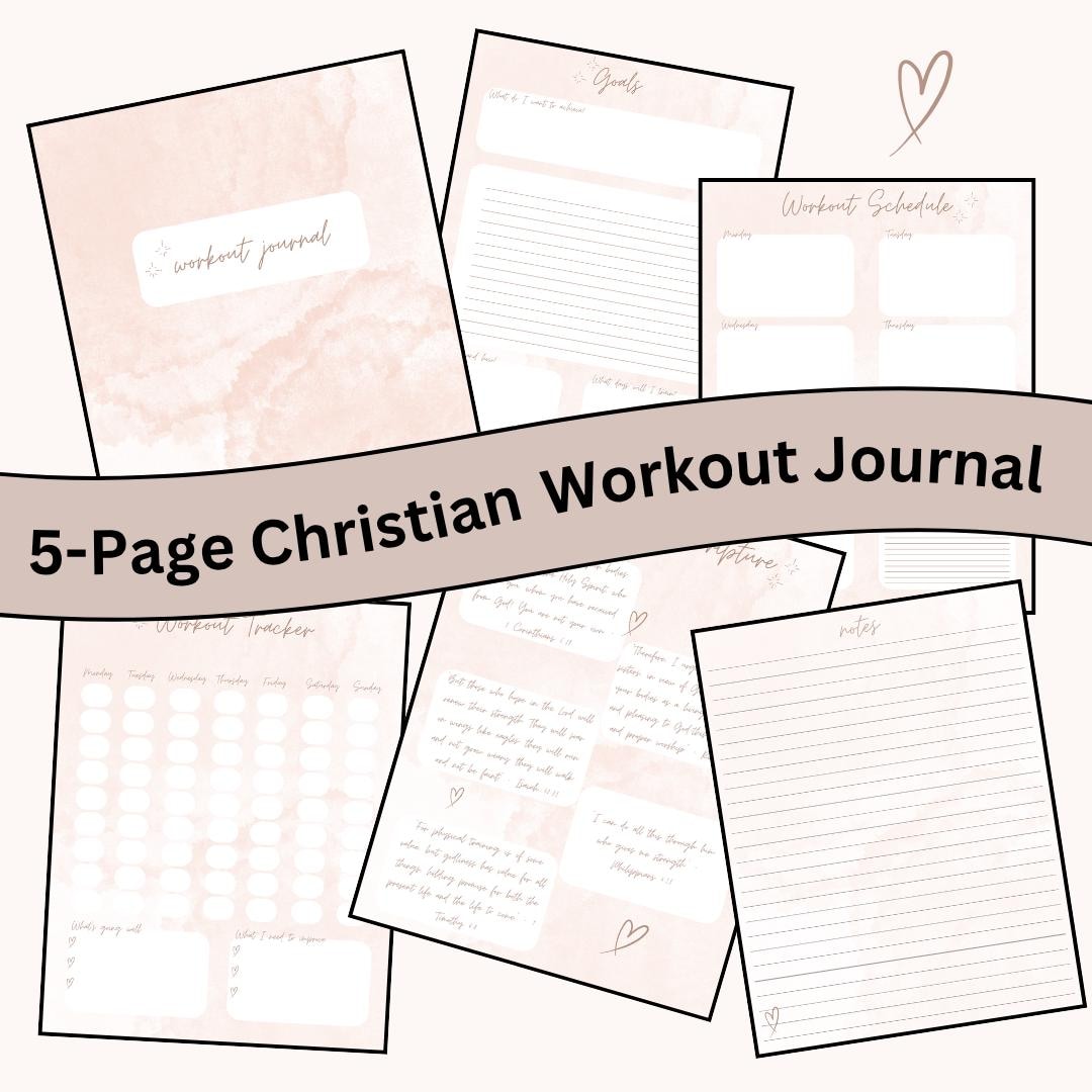 Faith & Fitness Workout Journal Printable | 5-page Christian Digital ...