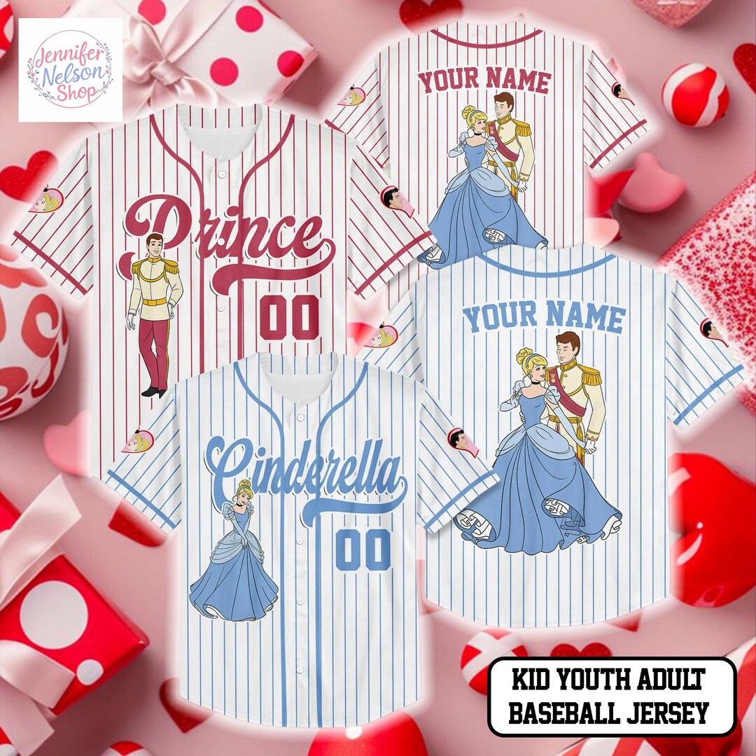 Personalize Cinderella and Prince Baseball Jersey, Custom Disney ...
