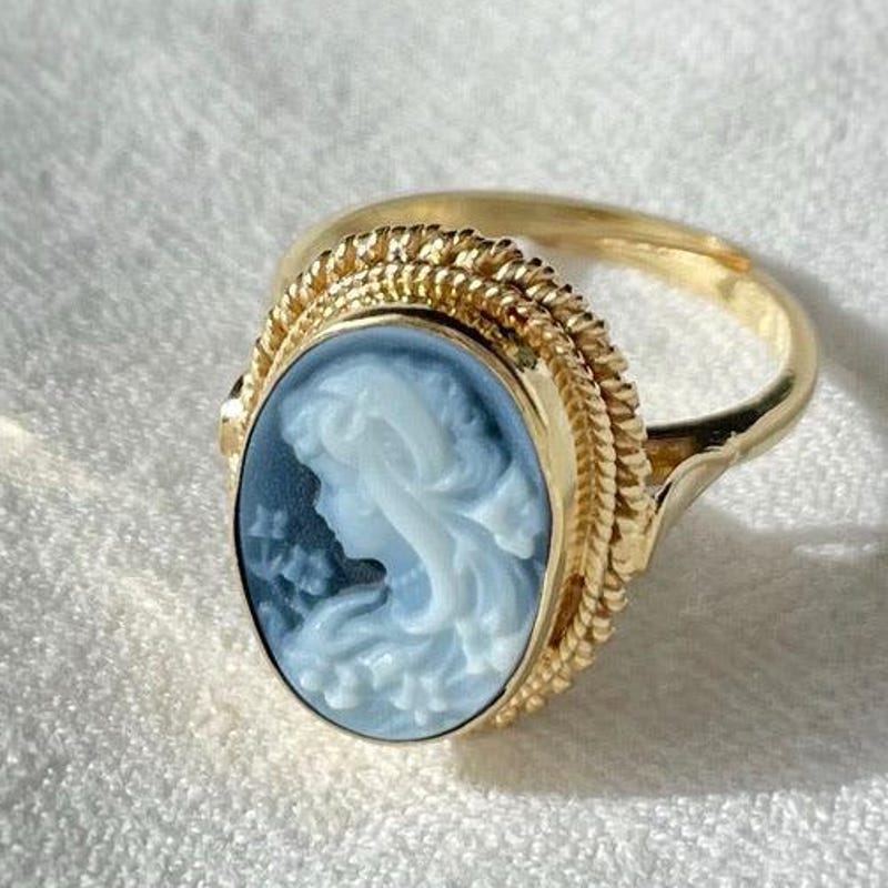 Italian Cameo Ring 14k - Etsy