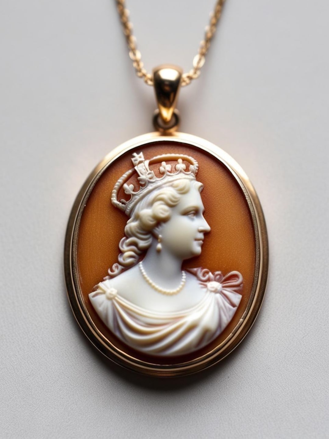Vintage Style Cameo Pendant Necklace, Queen Profile, Gold Tone - Etsy