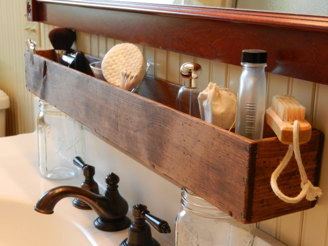 29" Wood Storage Caddy, Bathroom Caddy, Farmhouse Caddy - Etsy
