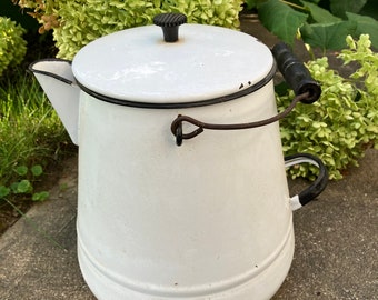 Cowboy Camp Coffee Pot Large, Approx 11 Tall 6 Opening on Top, White ...