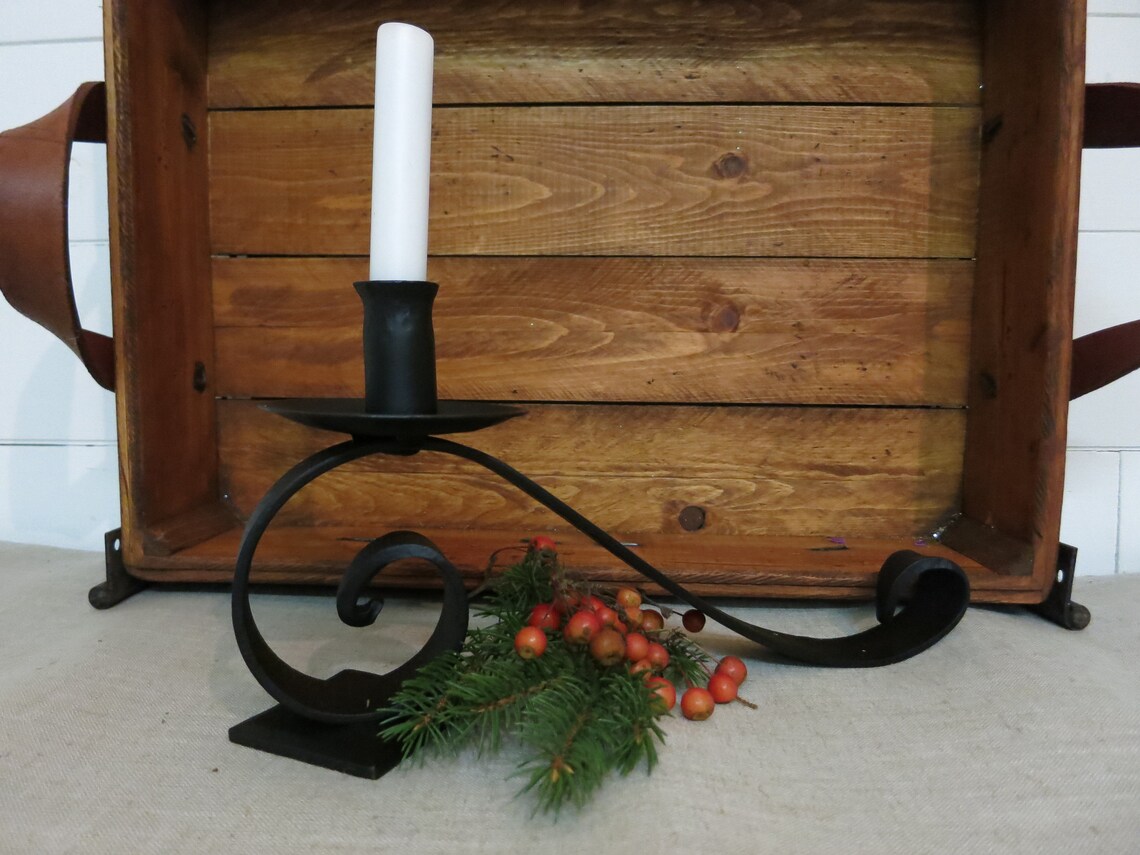 Made to Order Hand Forged Candle Scroll Iron Candlestick - Etsy