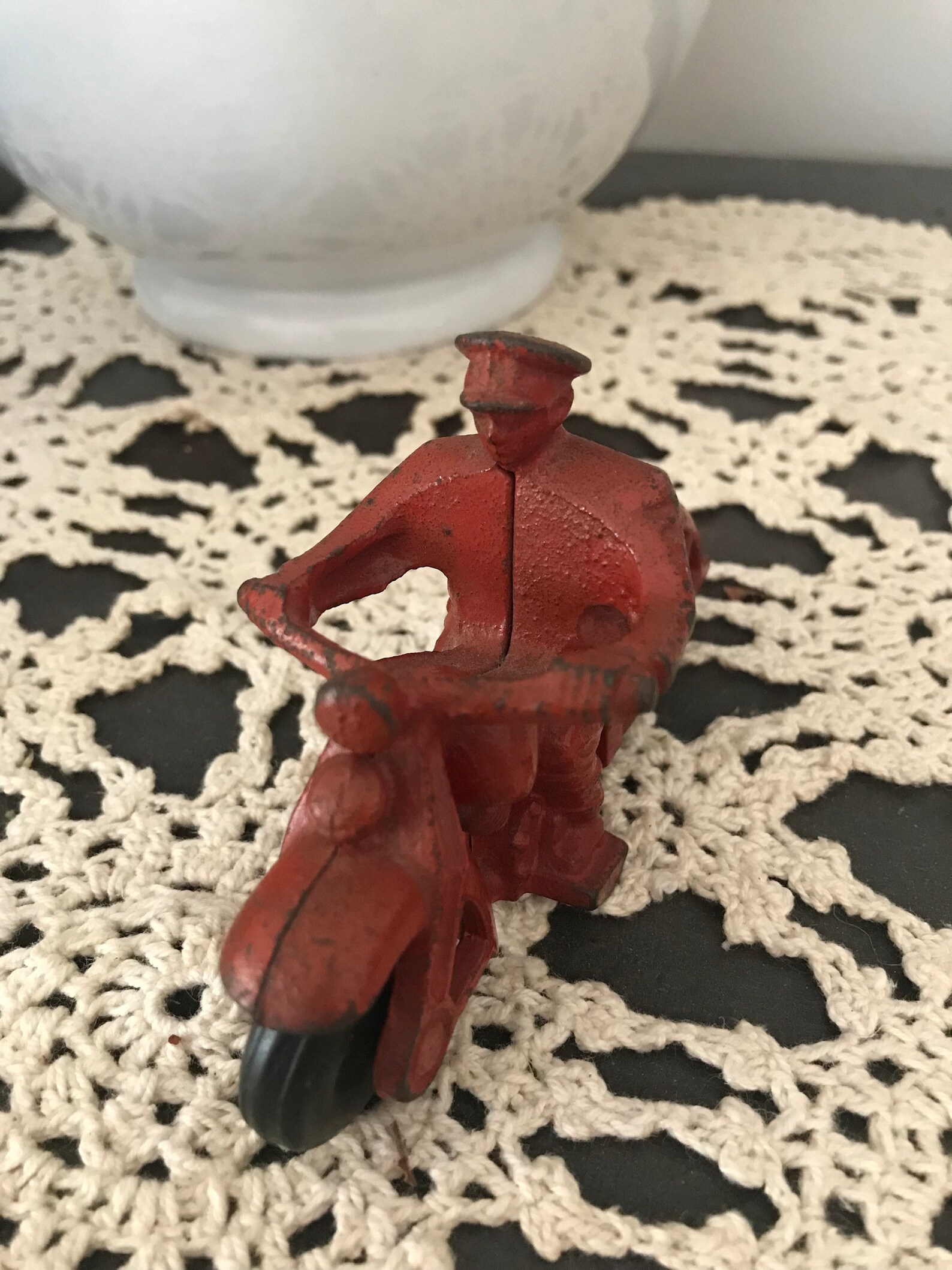 Vintage 1930s Hubley Cast Iron Red Police Cop Motorcycle Toy - Etsy