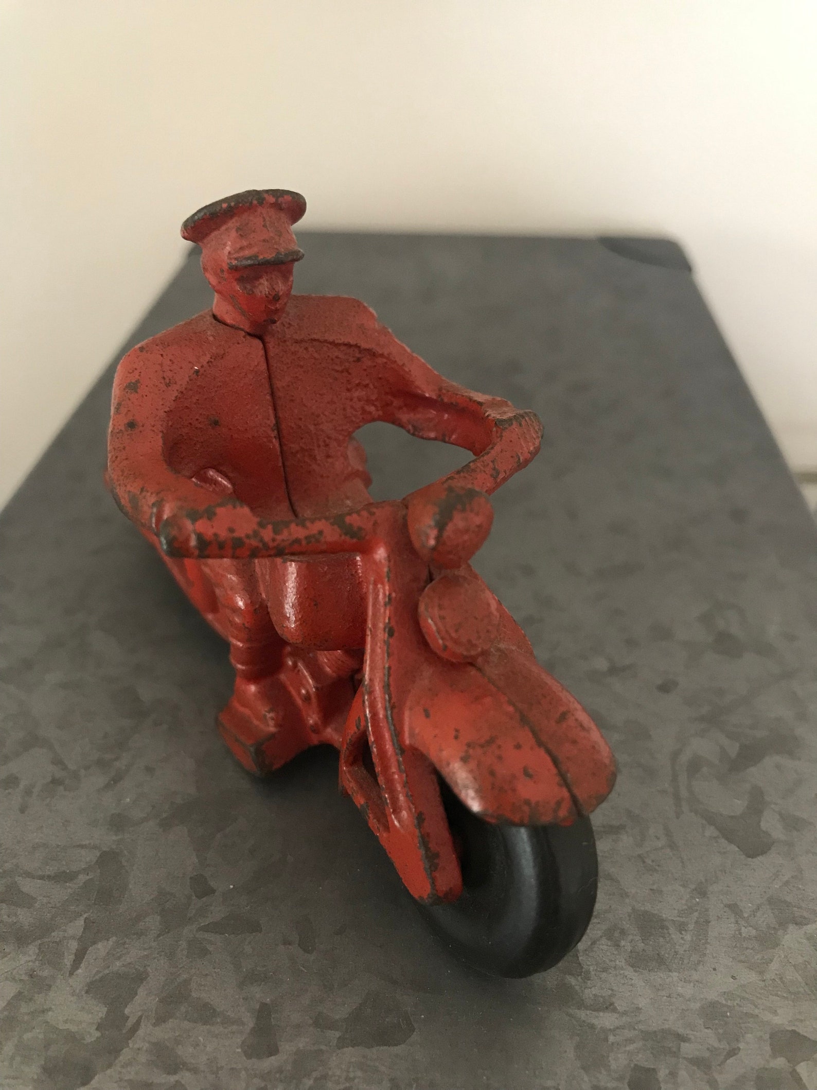 Vintage 1930s Hubley Cast Iron Red Police Cop Motorcycle Toy - Etsy