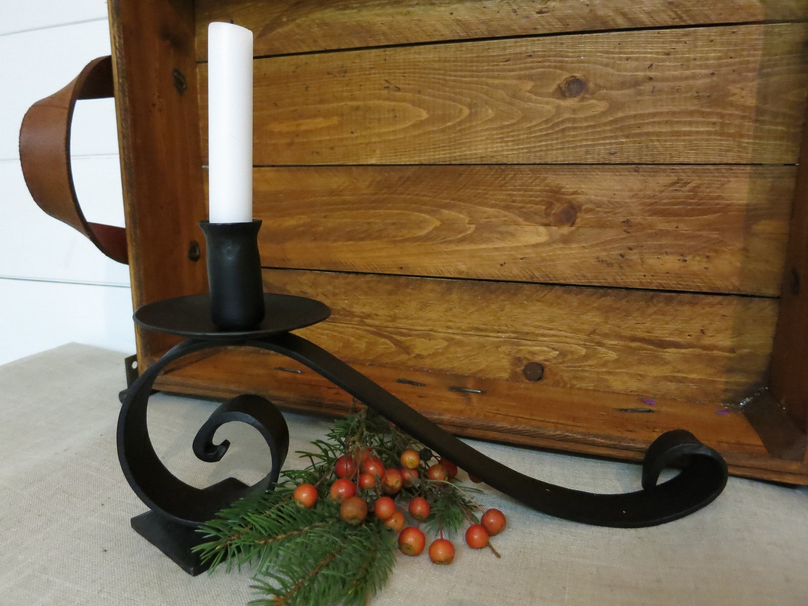 Made to Order- Hand Forged Candle Scroll, Iron Candlestick Stand - Etsy