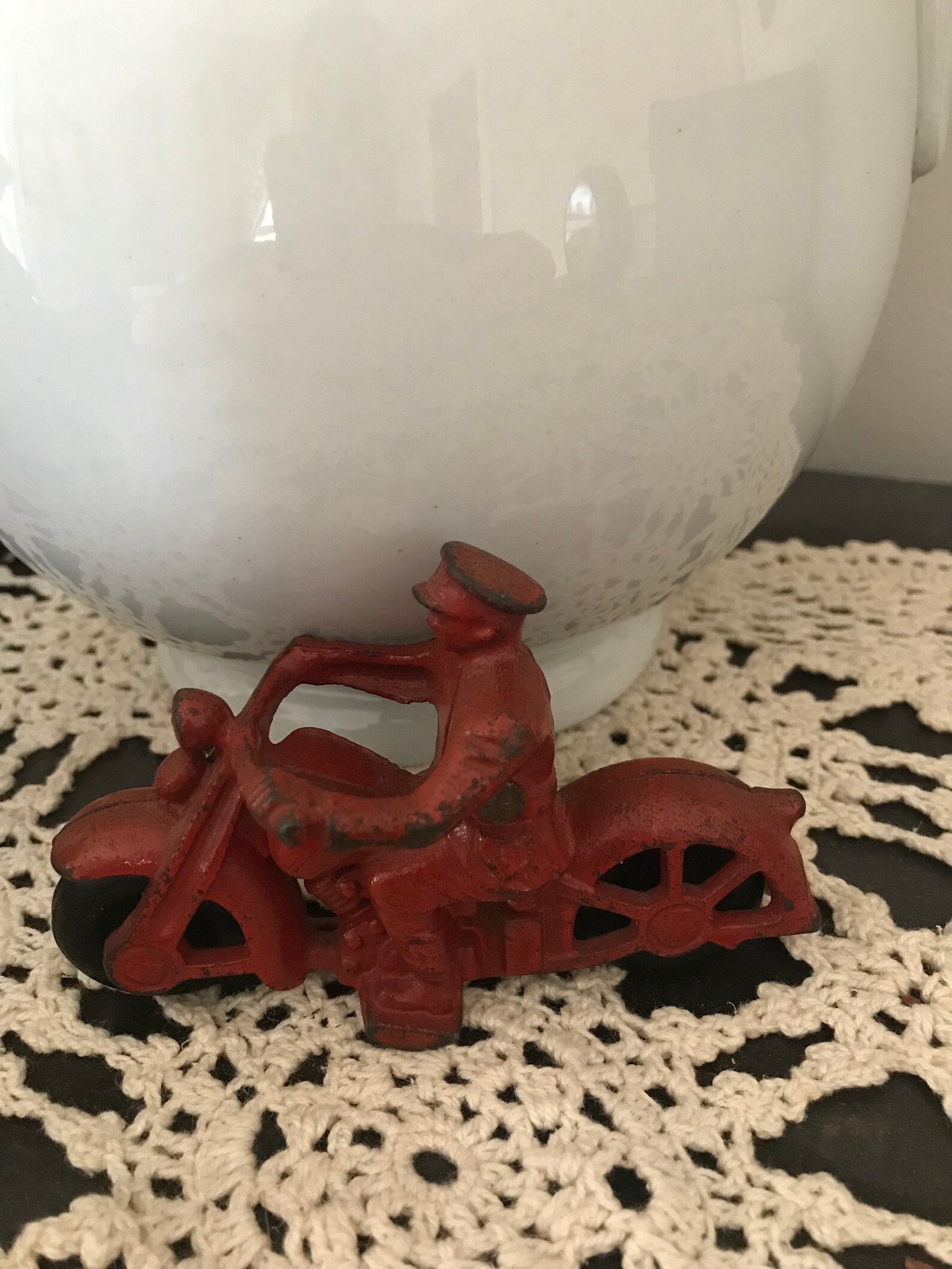 Vintage 1930s Hubley Cast Iron Red Police Cop Motorcycle Toy - Etsy