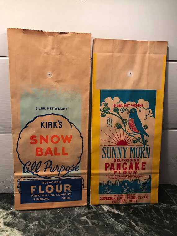 Antique paper flour sack bags 1950s Advertisements Collectibles etna.com.pe