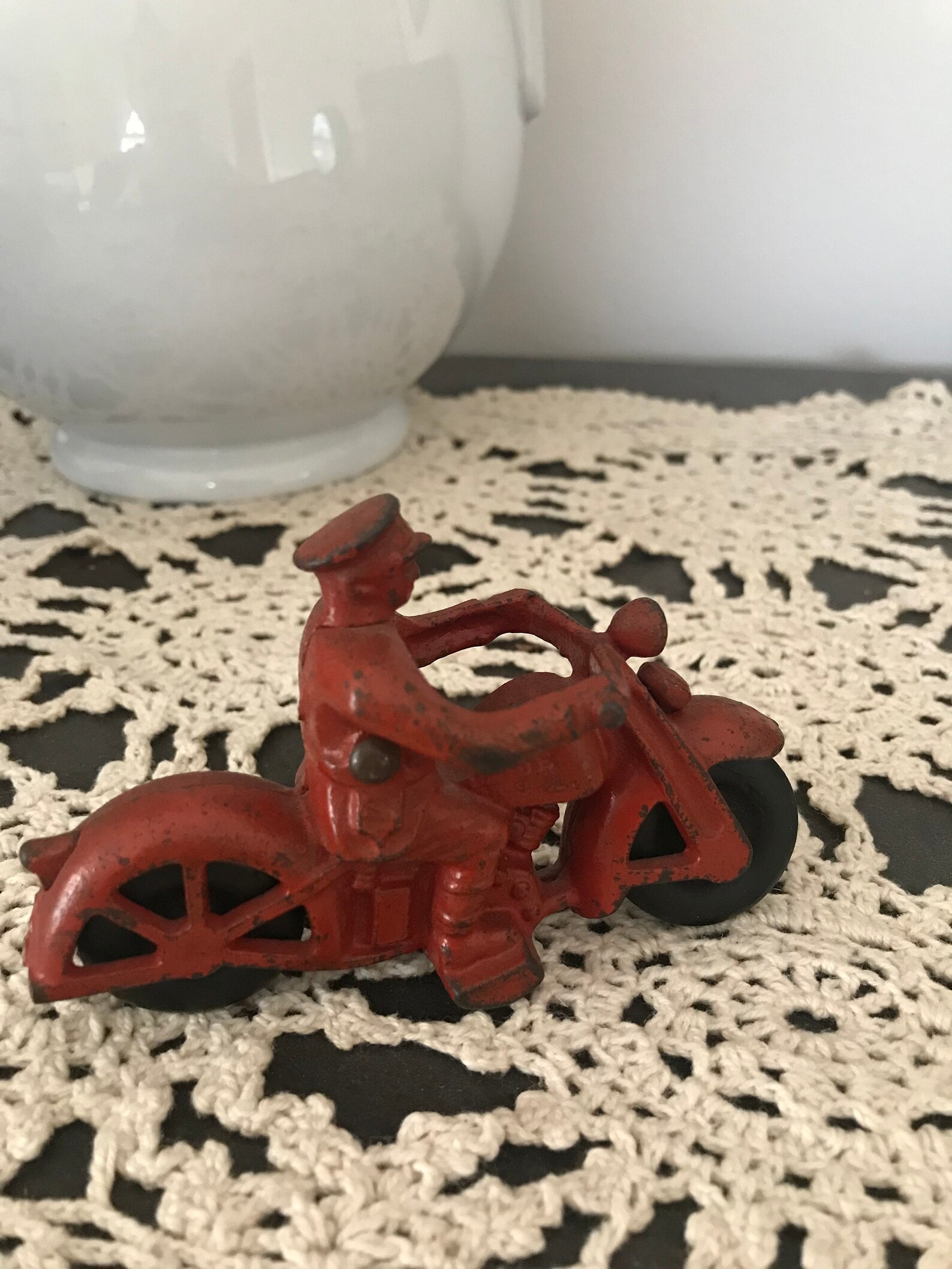 Vintage 1930s Hubley Cast Iron Red Police Cop Motorcycle Toy - Etsy