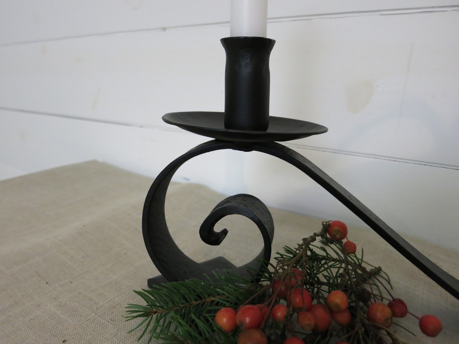 Made to Order- Hand Forged Candle Scroll, Iron Candlestick Stand - Etsy