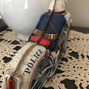 1960s Vintage Tin Litho Friction Powered Motorcycle Police No. 51. Made ...