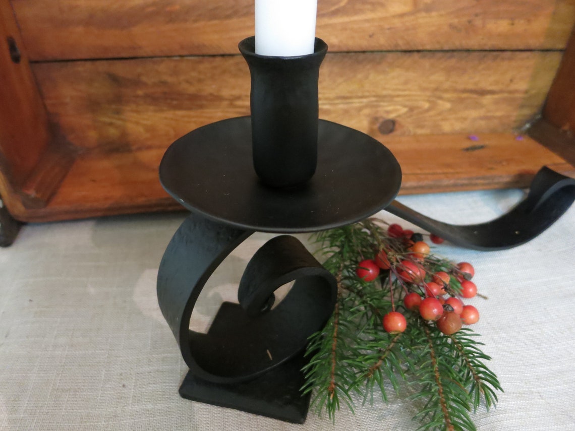 Made to Order- Hand Forged Candle Scroll, Iron Candlestick Stand - Etsy