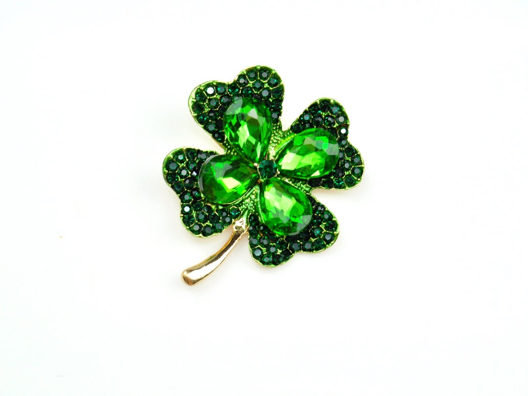 Four Leaf Clover Brooch, St. Patrick's Day Brooch, Lucky Four Leaf ...