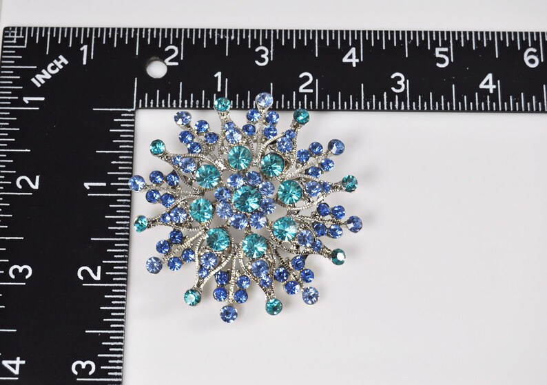 Blue Crystal Rhinestone Brooch Light Blue Rhinestone Brooch - Etsy
