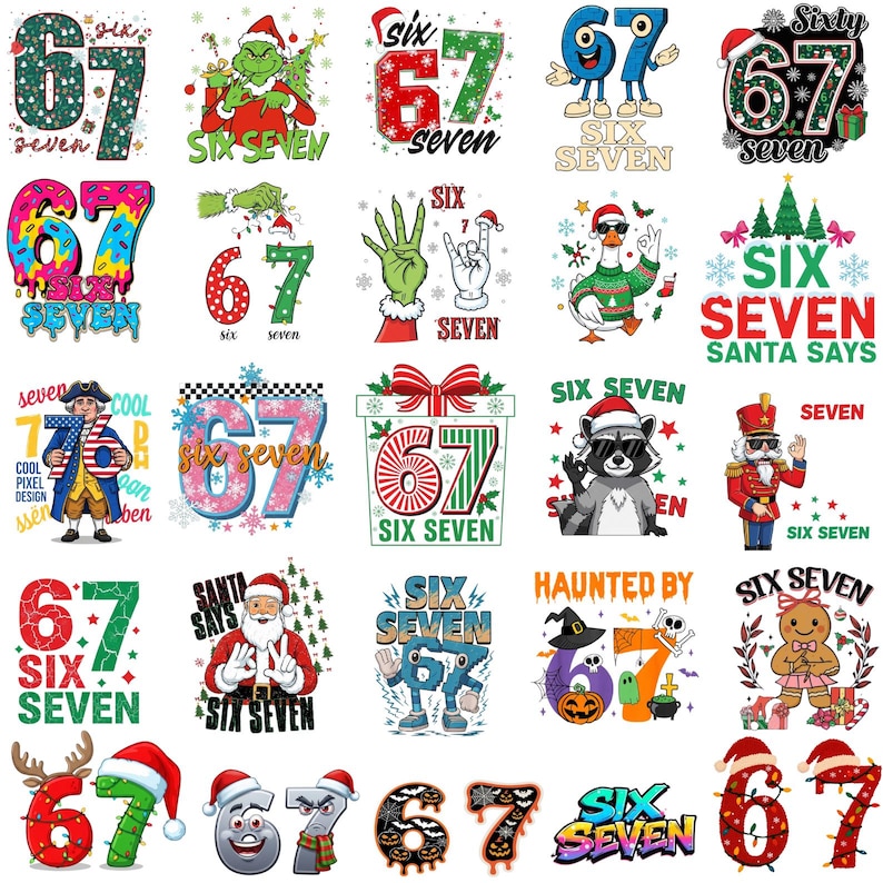 Six Seven Meme Bundle SVG PNG | 67 Meme Designs | Funny Six Seven ...
