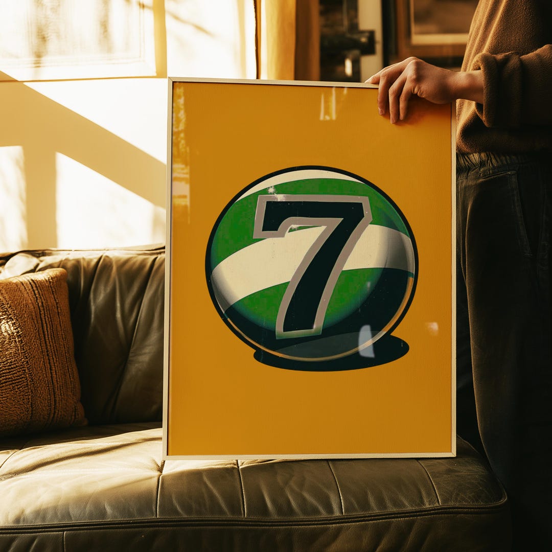 Lucky 7 Billiard Ball Pop Art Print | Retro Game Room Decor (digital ...