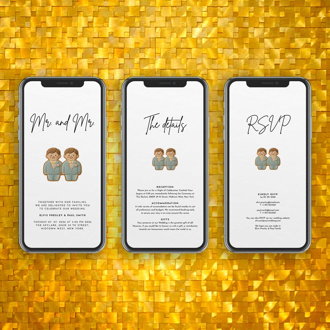 LGBTQ Wedding Invitation Suite / Digital Invite + Details + RSVP ...