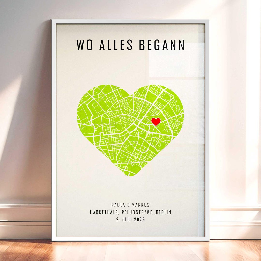 Personalized Poster: Where We First Met / Custom Map, Names, Location ...