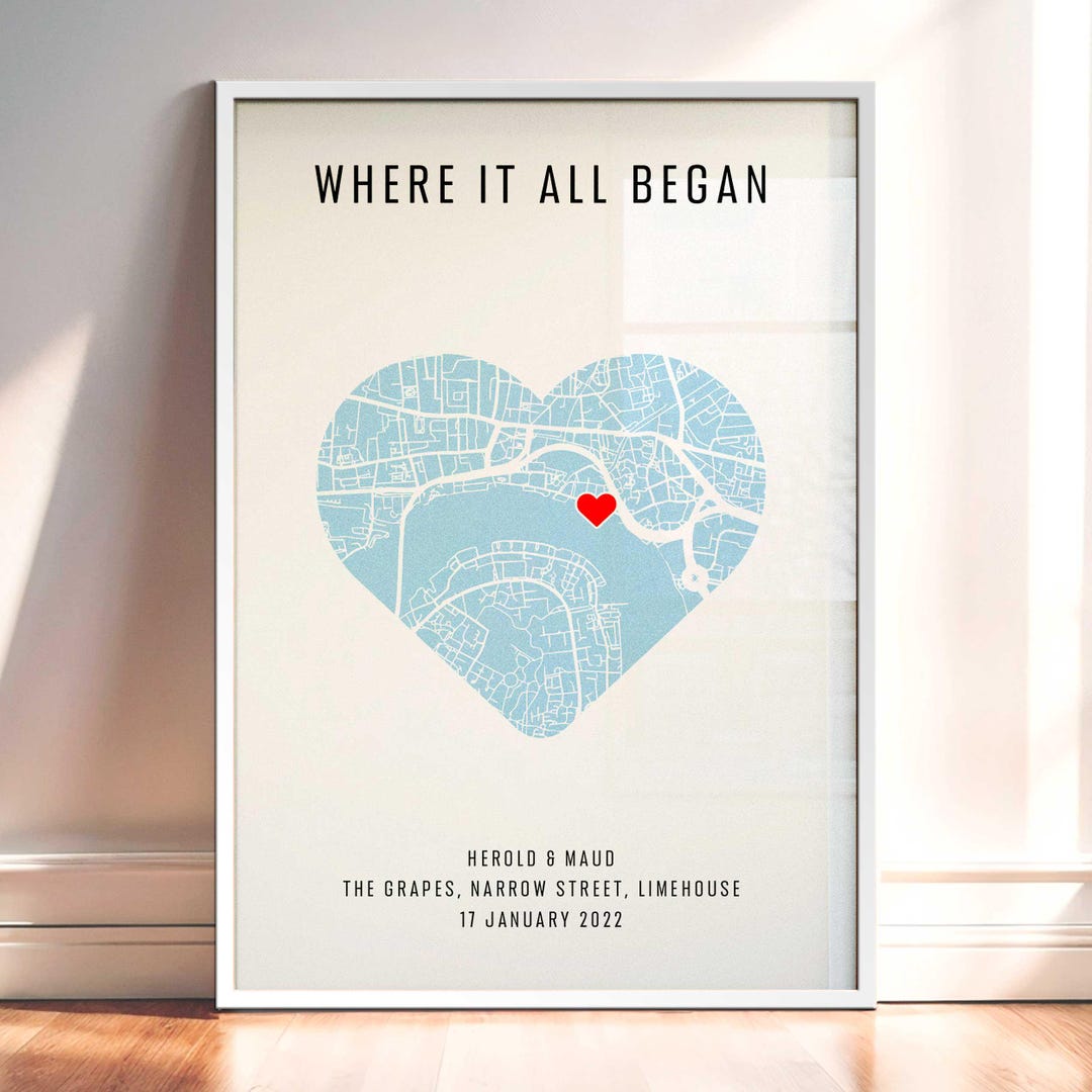 Personalized Poster: Where We First Met / Custom Map, Names, Location ...