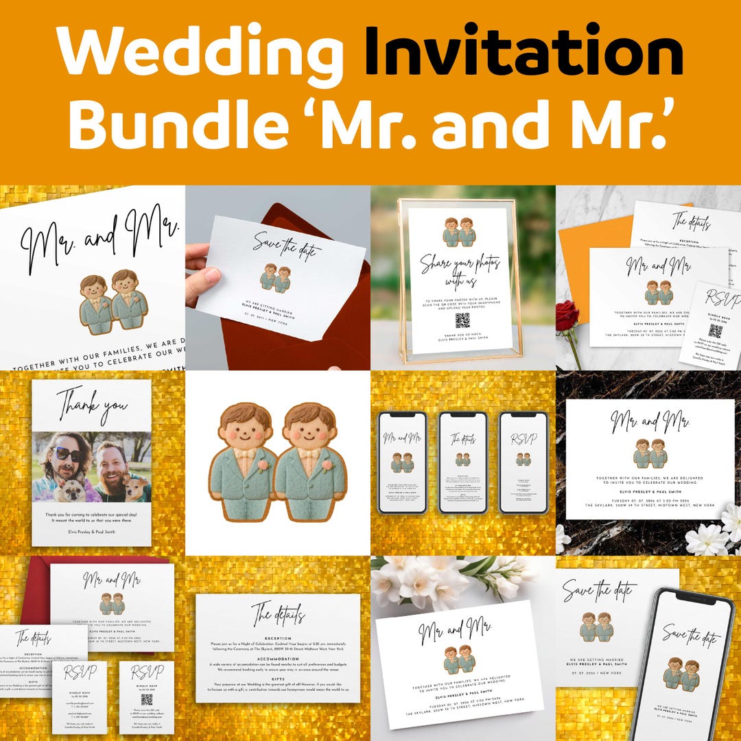 LGBTQ Wedding Invitation BUNDLE / All Stationery Templates / Editable ...