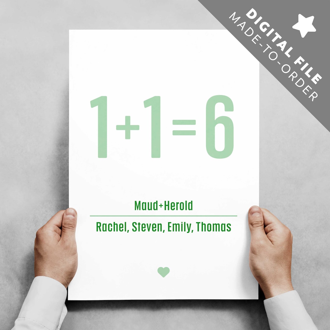Personalized Family Members Poster/ 1+1=3 / Custom Family Names / GREEN ...
