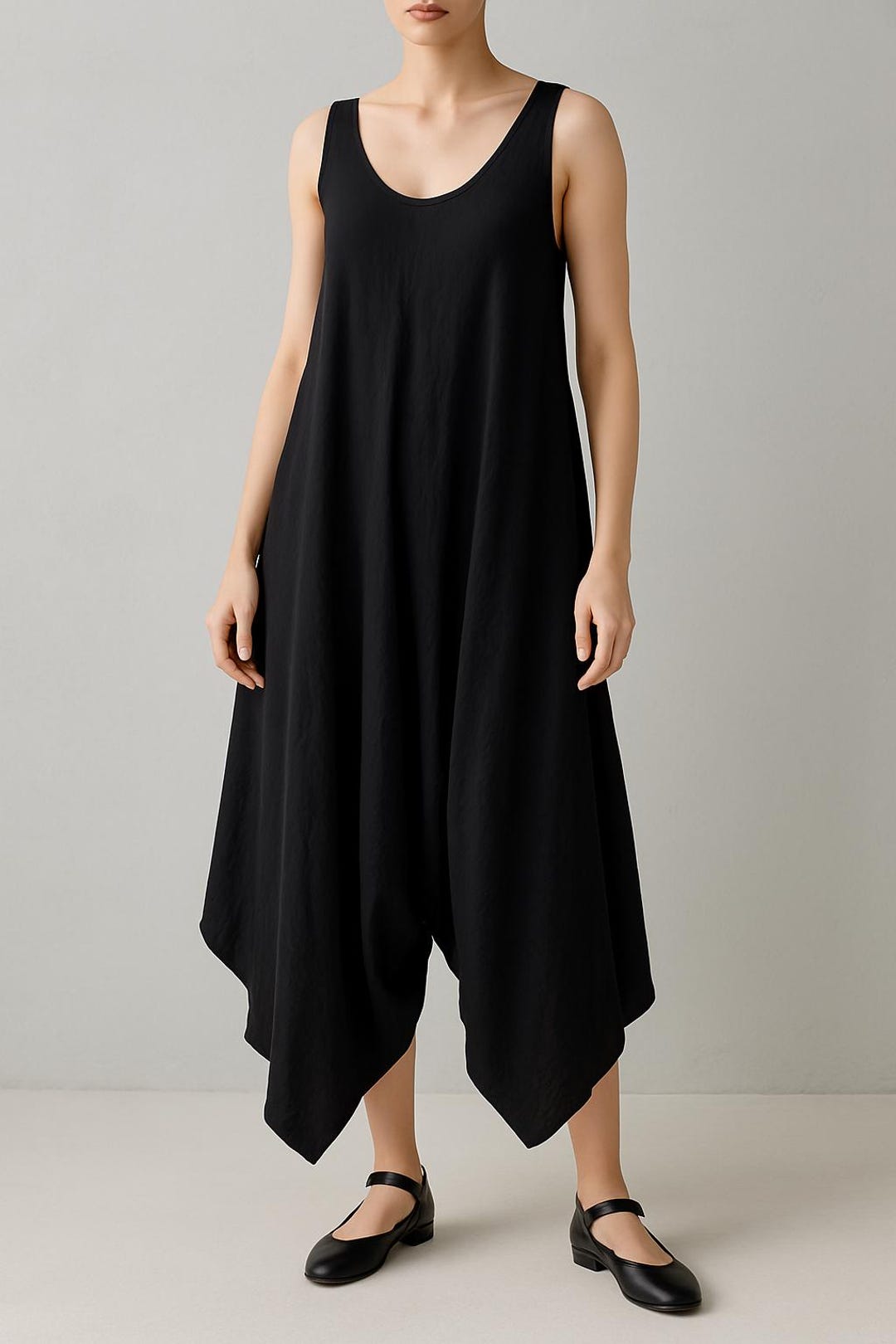 ATELIER Japan Black Jumpsuit – Avant Garde Sleeveless Loose Fit, One ...