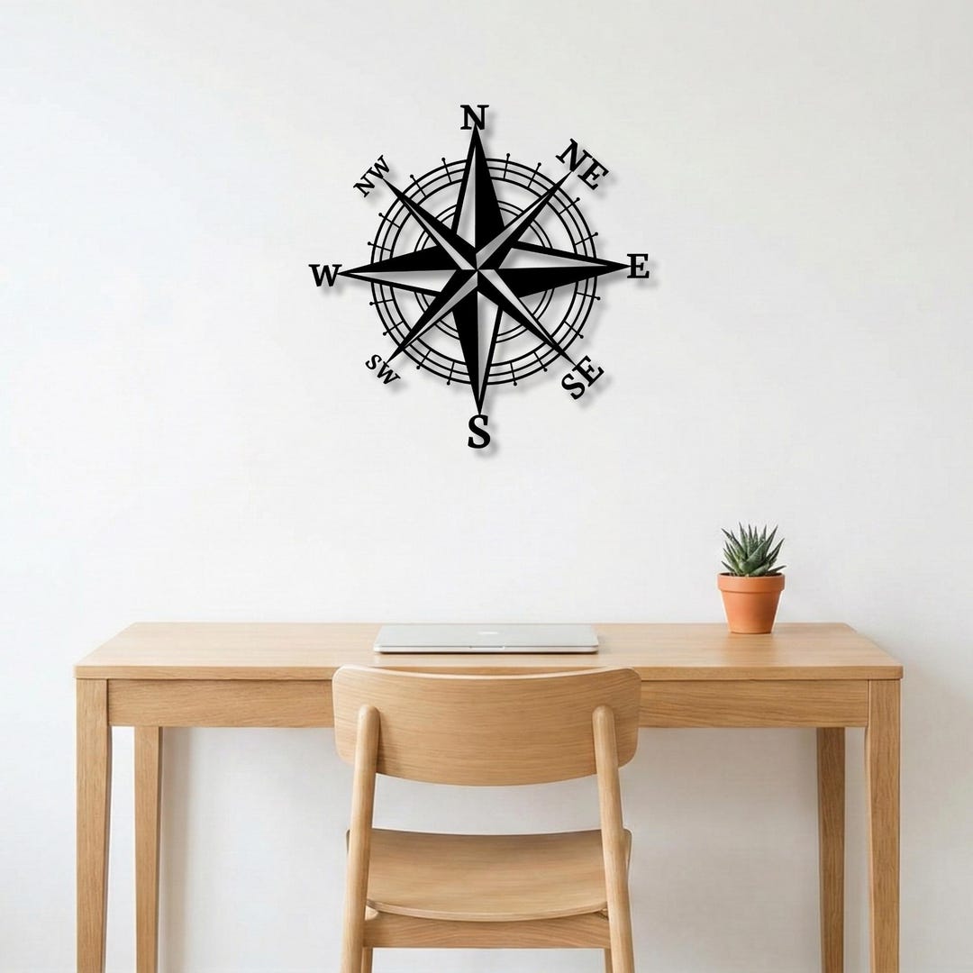 Metal Compass Rose Wall Art – Modern Nautical Decor - Etsy