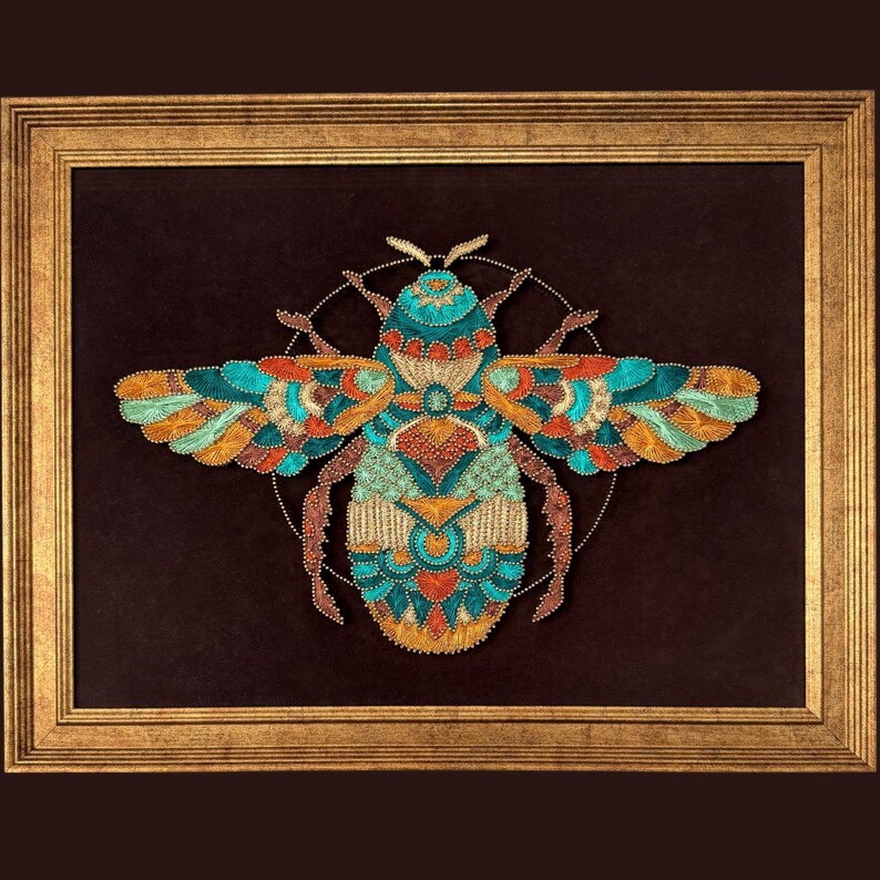 Filography Art Scarab Beetle Wire Wall Art With Gold and Silver Color ...
