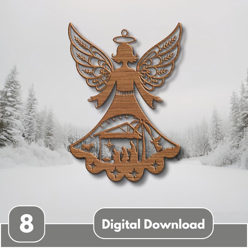Angel Nativity Ornament Bundle | Laser Cut Christmas Ornaments | Wooden ...