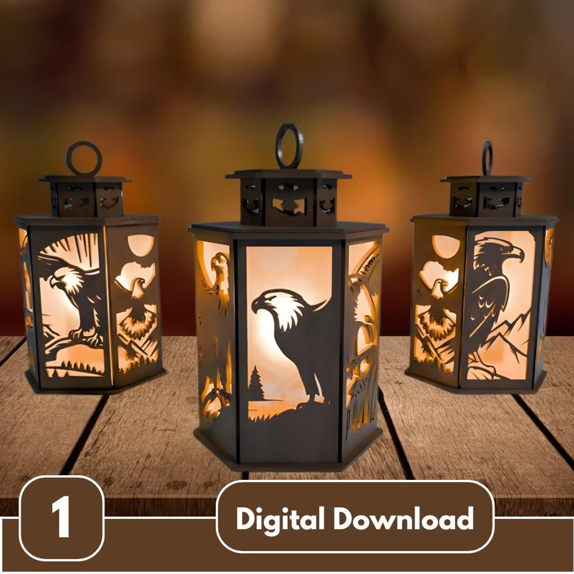 Eagle Lantern SVG | Wildlife Eagle Light Box Shadow Lantern 3D Paper ...