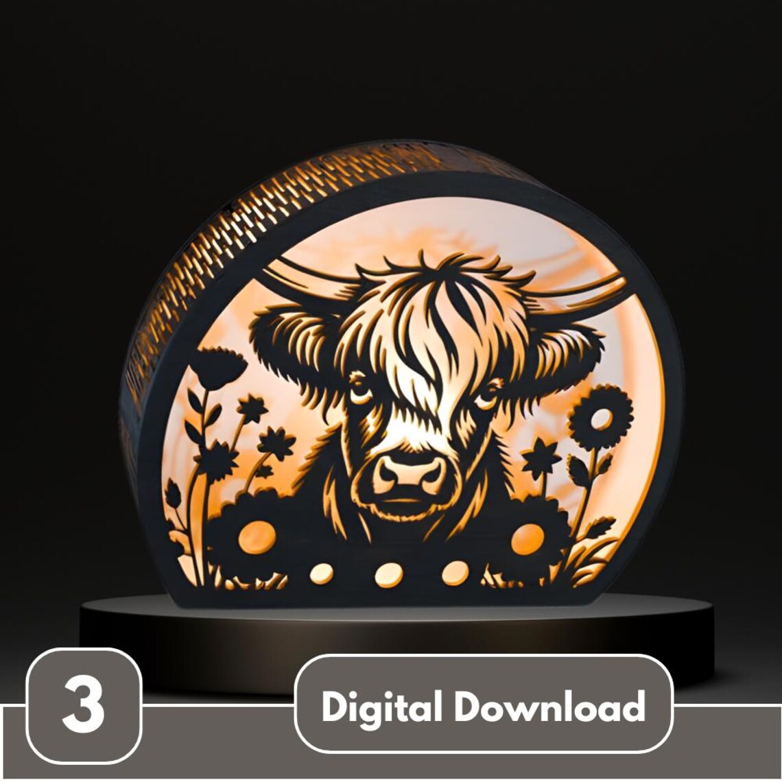 Highland Cow Lantern SVG Bundle | Farm Animal Shadow Lantern | Rustic ...