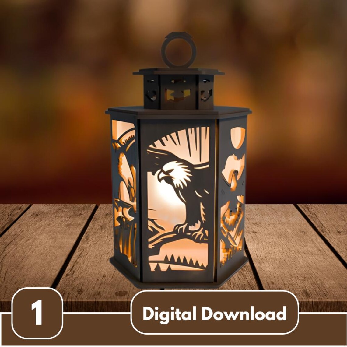 Eagle Lantern SVG | Wildlife Eagle Light Box Shadow Lantern 3D Paper ...