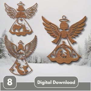 Angel Nativity Ornament Bundle | Laser Cut Christmas Ornaments | Wooden ...