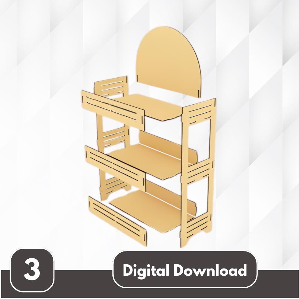 3 Tier Wooden Shelf SVG | Laser Cut Display Rack | Countertop Organizer ...