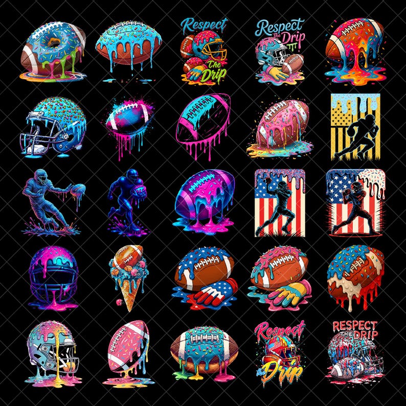 Football Drip PNG Bundle, Respect the Drip Football Clipart, Ice Cream ...