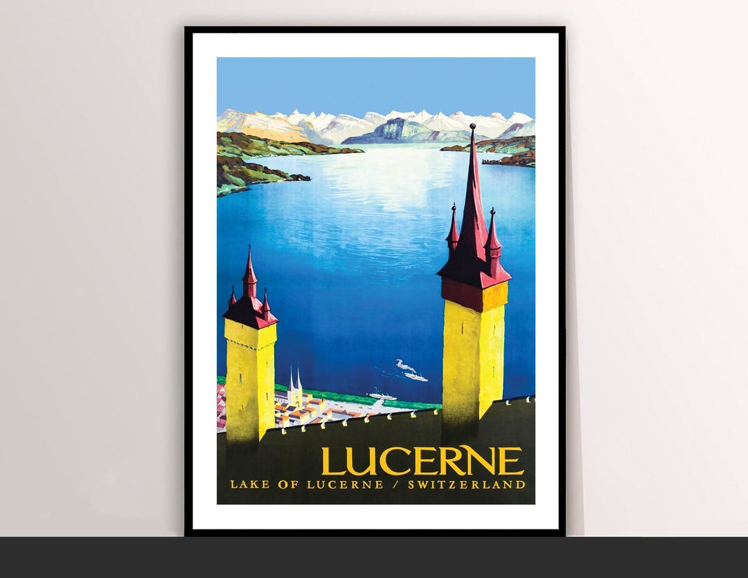 Vintage Lucerne Travel Poster: Lake Lucerne, Switzerland - Suisse Art ...