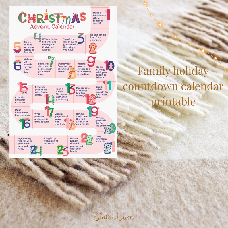Christmas Advent Calendar Printable | Editable Canva Template | Family ...