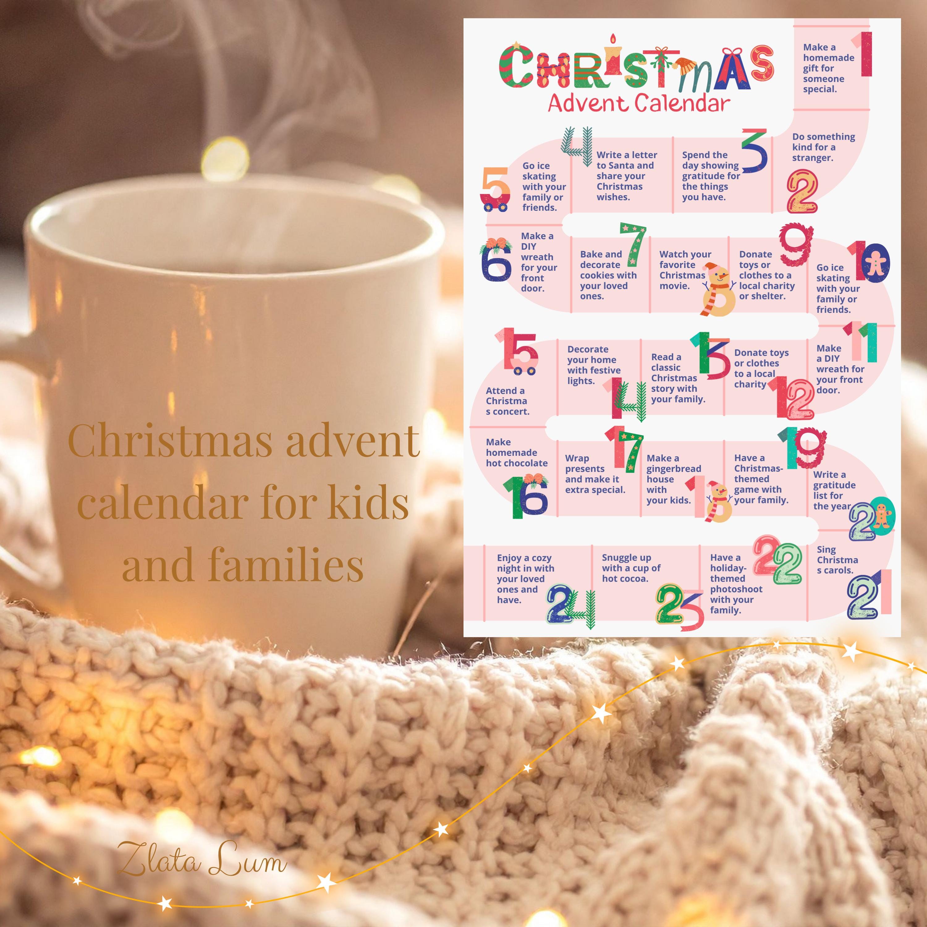 Christmas Advent Calendar Printable | Editable Canva Template | Family ...