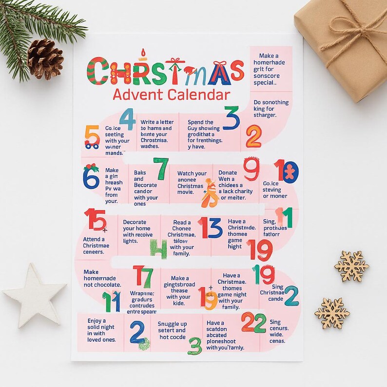 Christmas Advent Calendar Printable | Editable Canva Template | Family ...