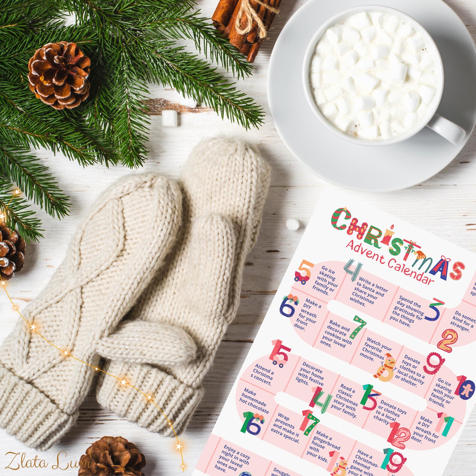 Christmas Advent Calendar Printable | Editable Canva Template | Family ...