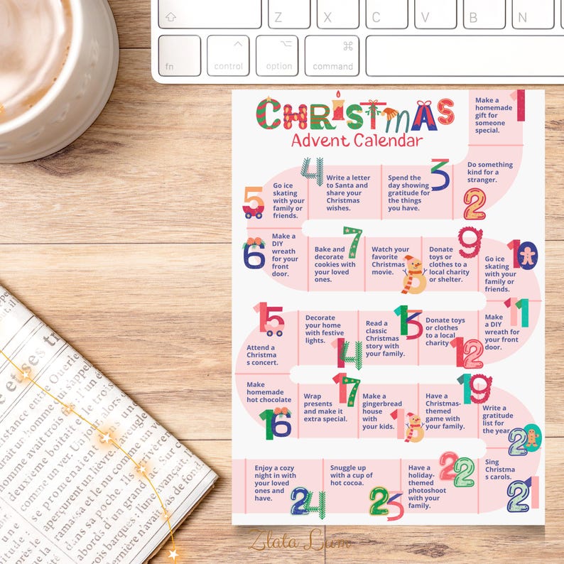 Christmas Advent Calendar Printable | Editable Canva Template | Family ...