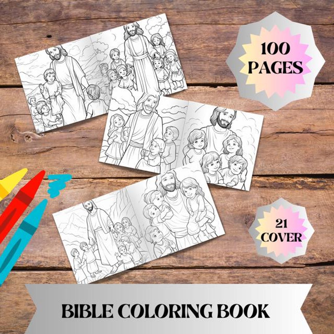 Bible Coloring Book for Kids, Christian Printable Coloring Pages, Jesus ...