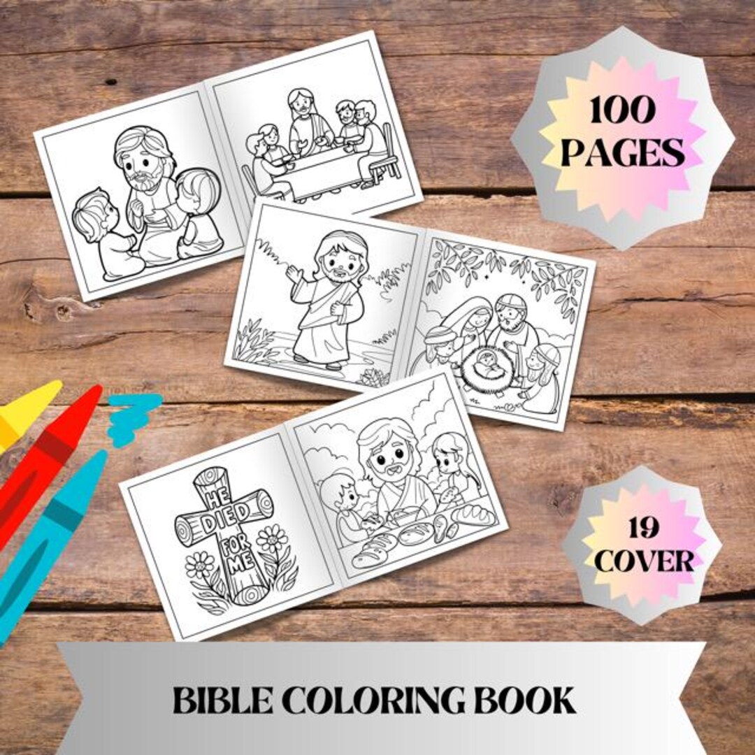 Bible Coloring Book for Kids, Christian Coloring Pages Printable, Jesus ...